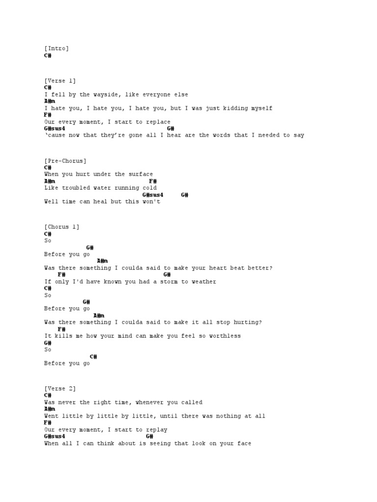 Before You Go :: Lewis Capaldi | PDF | Song Structure