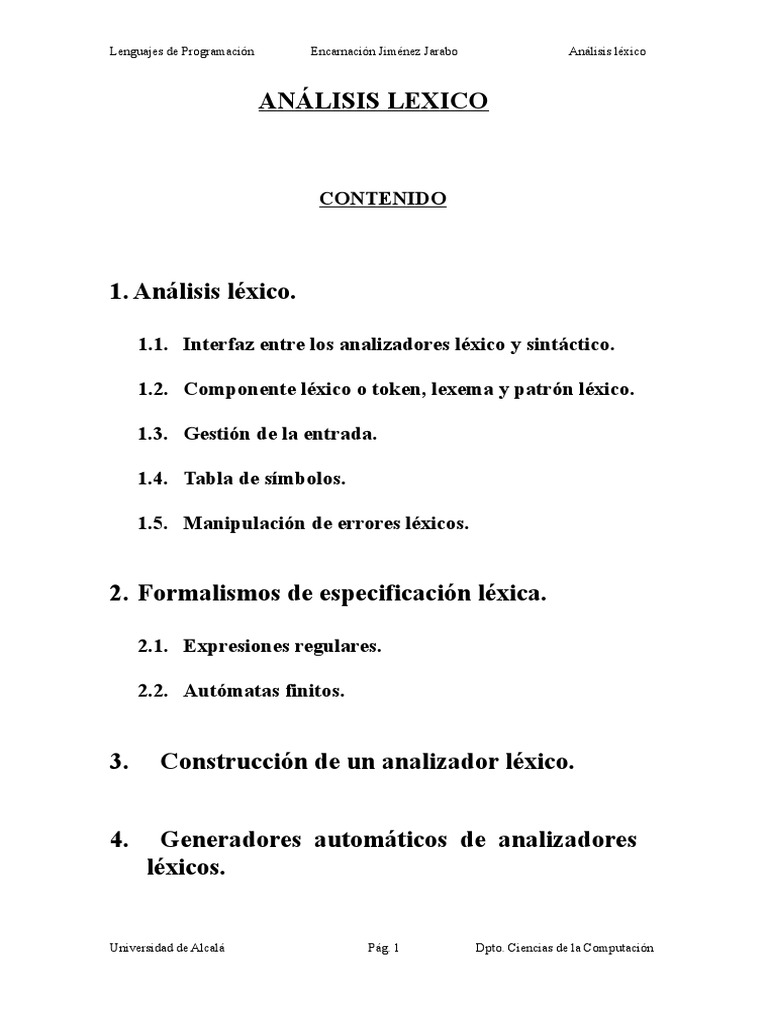 Analisis Lexico | PDF | Compilador | Lenguaje de programación