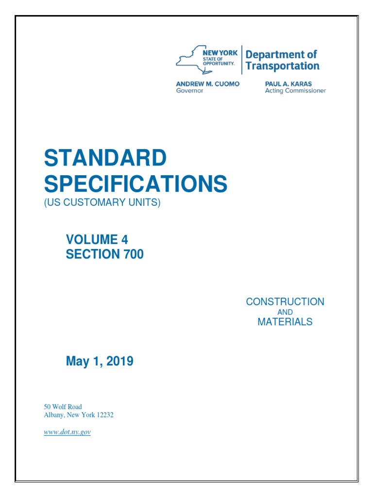 NYSDOT Standard Specifications Volume 4 | PDF | Concrete | Pipe (Fluid ...