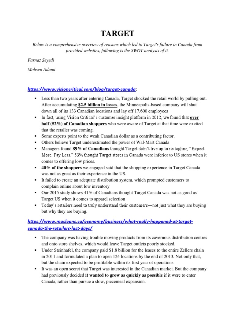 TARGET Summary | PDF | Retail | Retailing