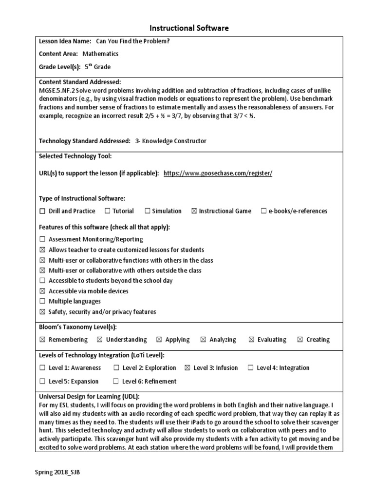 Instructional Software Lesson Plan | PDF | Teaching | Pedagogy