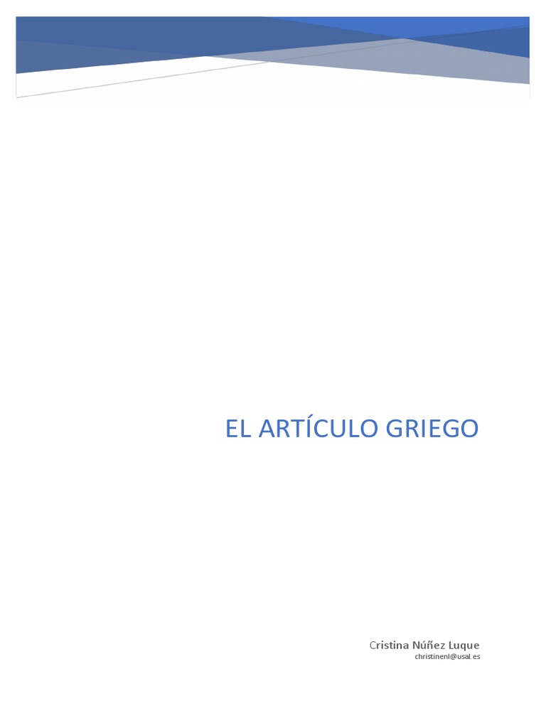 El Artículo - Cristina Núñez Luque | PDF | Adjetivo | Lengua griega