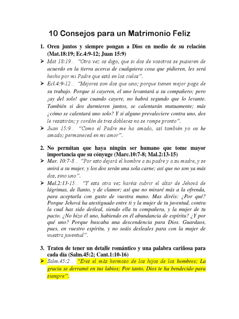 10 Consejos para Un Matrimonio Feliz | PDF | Jacob | Amor