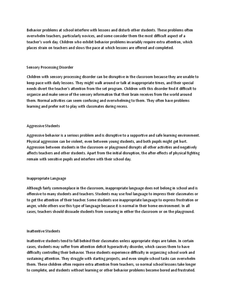 Common Behavior Problems in The Classroom | PDF | Classroom | Attention