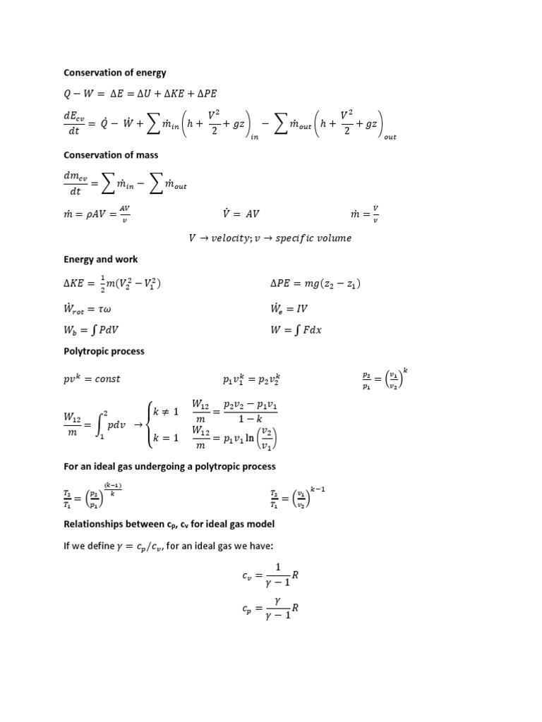 Cheat - Sheet - Exam 1 | PDF | Engineering Thermodynamics | Heat Transfer