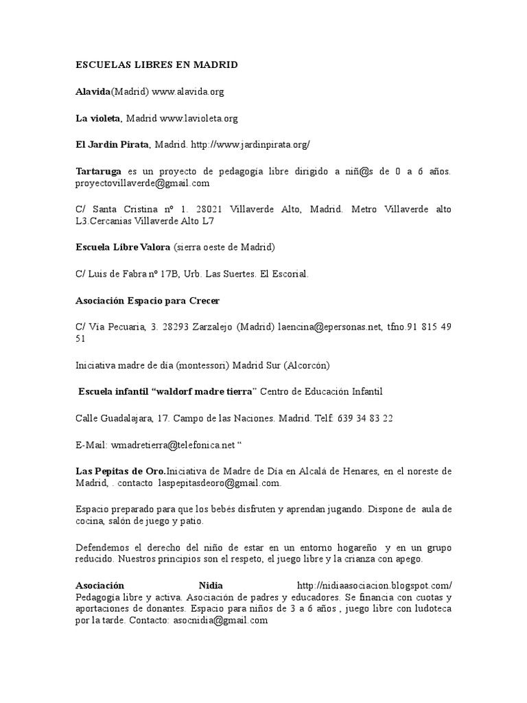 Escuelas Libres en Madrid | PDF