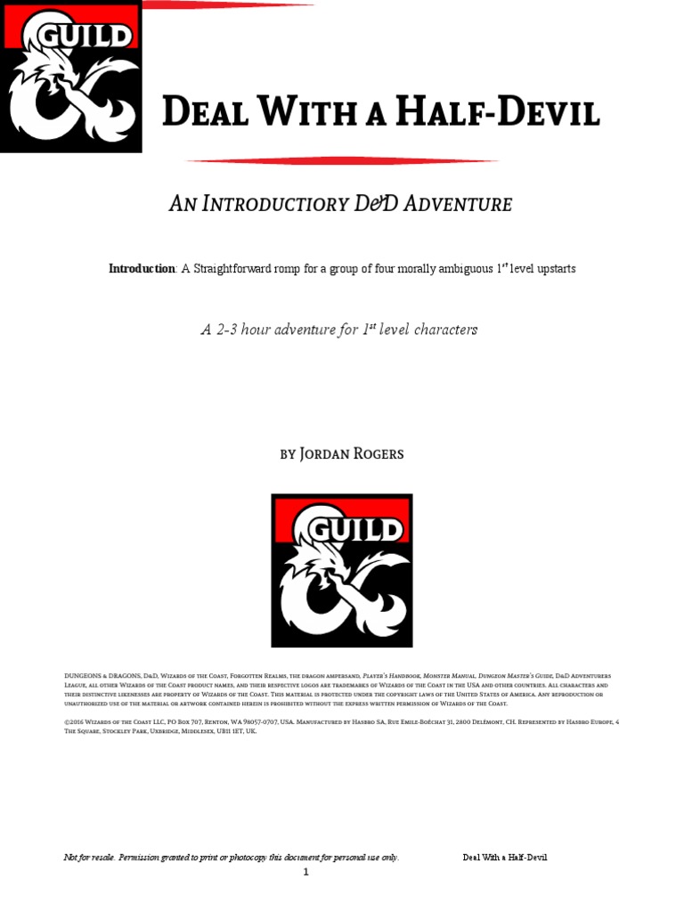Deal With A Half-Devil Final | PDF | Dungeons & Dragons | Wizards Of ...