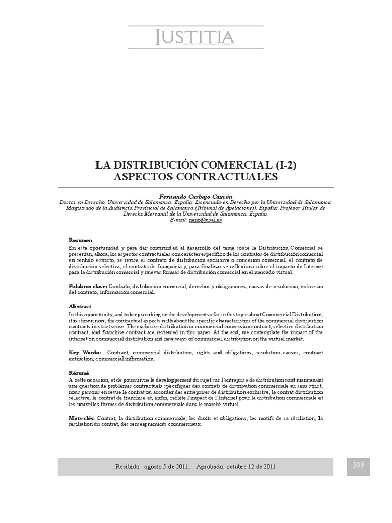 Dialnet LaDistribucionComercialI2AspectosContractuales 5978965 | PDF ...