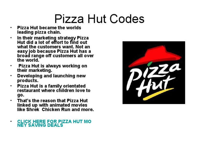 Pizza Hut Codes | PDF