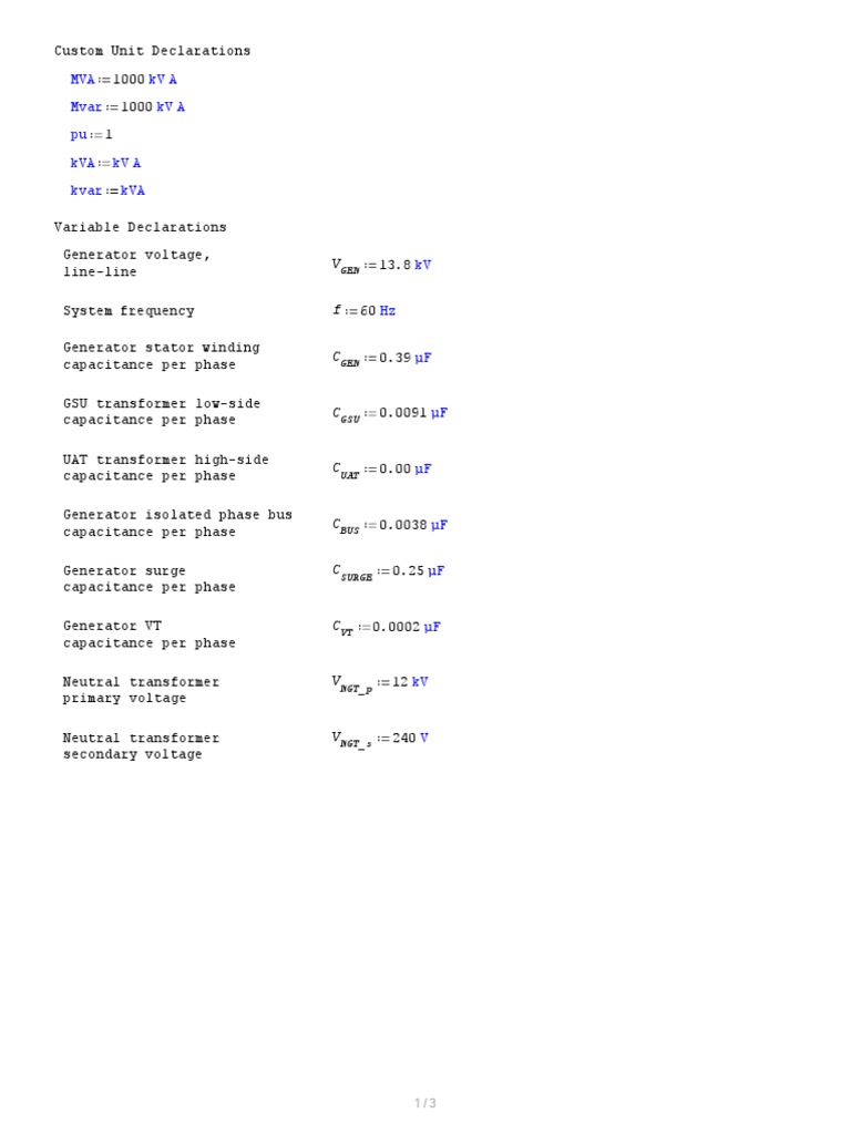 Generator HRG Calculations | PDF | Transformer | Capacitor