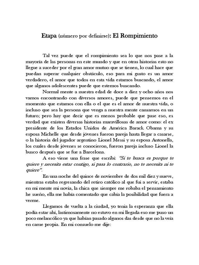 Etapa Del Rompimiento | PDF | Amor | Vino