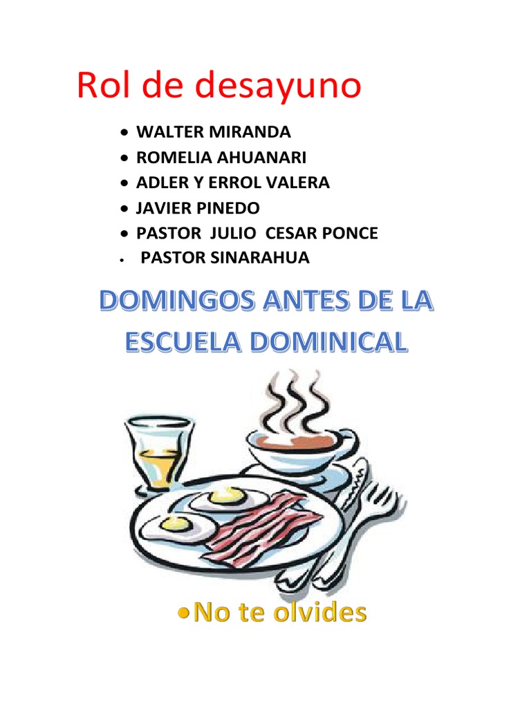 Rol de Desayuno | PDF | Cocina, comidas y vino | Salud y bienestar