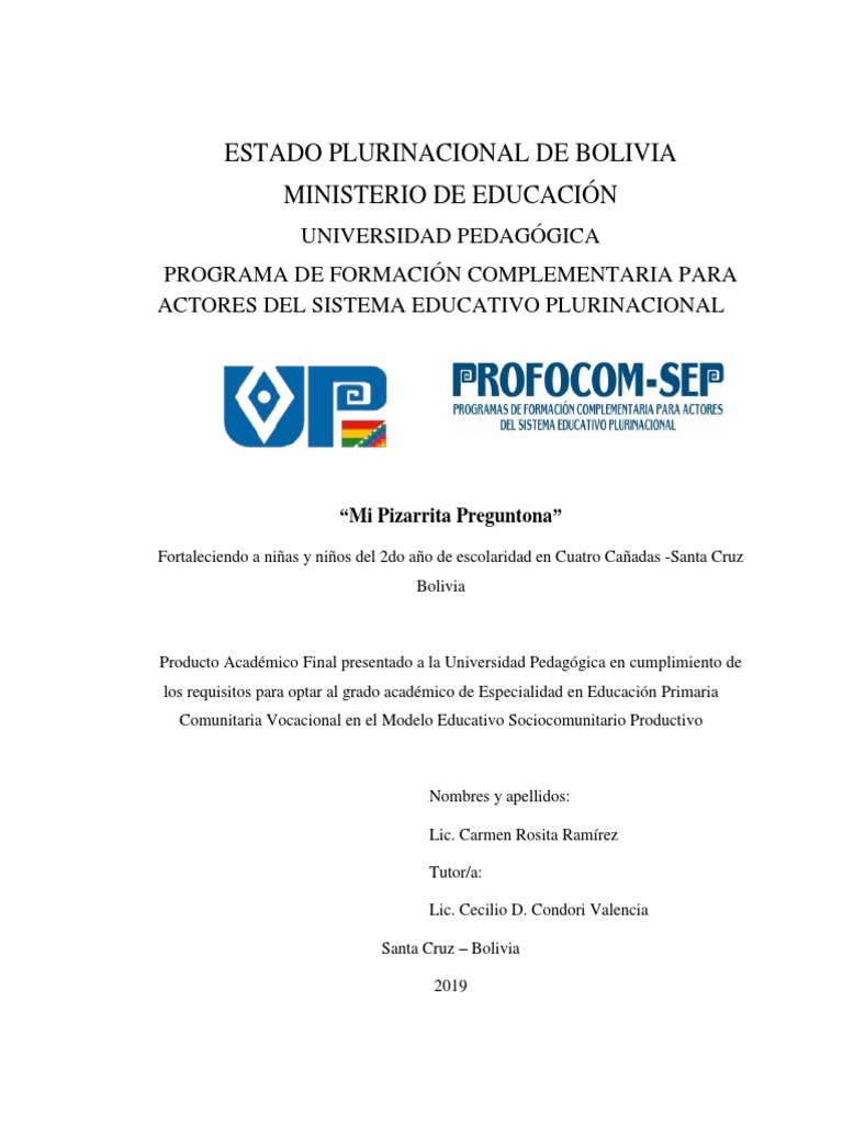 Trabajo Final Epcv Rosita | PDF | Educación primaria | Creatividad
