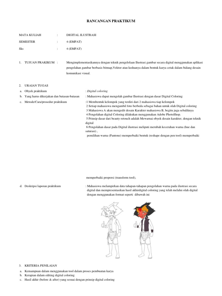 RANCANGAN PRAKTIKUM Digital Ilustrasi | PDF
