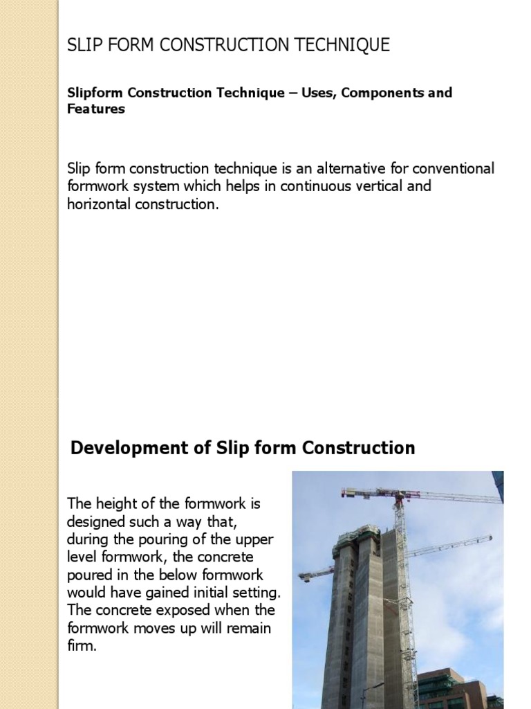 Slipform Construction Technique Overview | PDF | Concrete | Chimney