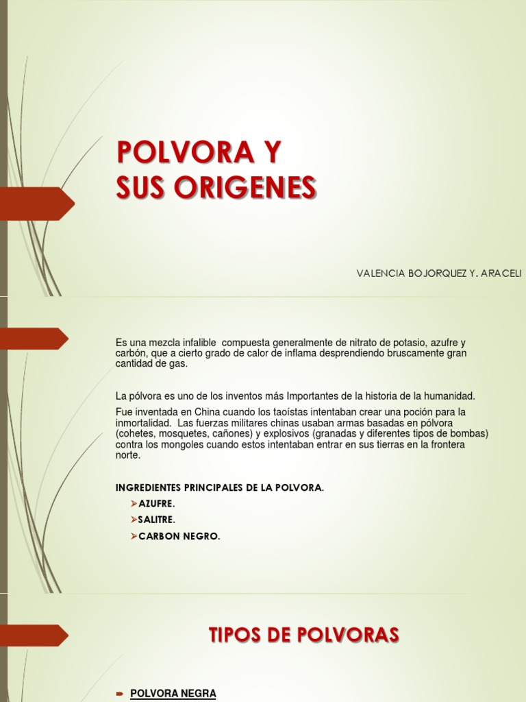 POLVORA | PDF | Pólvora | Armas de proyectiles