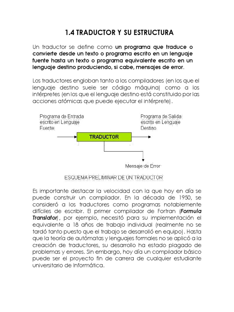 Estructura y Fases de un Traductor | PDF | Compilador | Lenguaje de ...