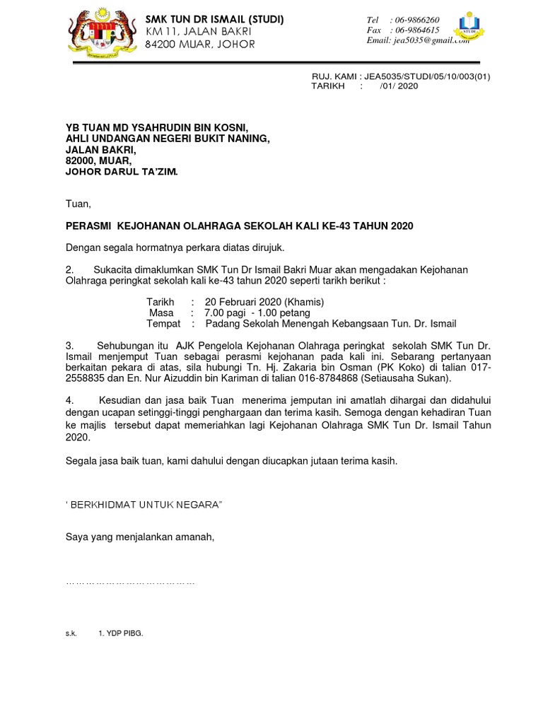 SURAT JEMPUTAN PERASMI Yb Polis Tengku Kllinik | PDF