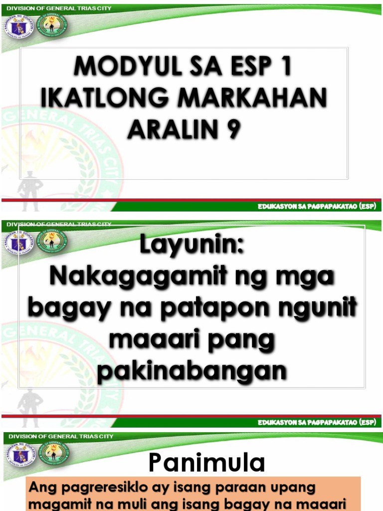 MODULE SA EsP-3RD-ARALIN 9 | PDF