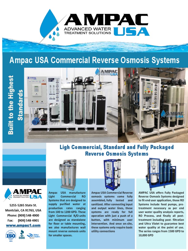 Ampac USA Commercial Reverse Osmosis Systems | PDF | Water | Water Supply