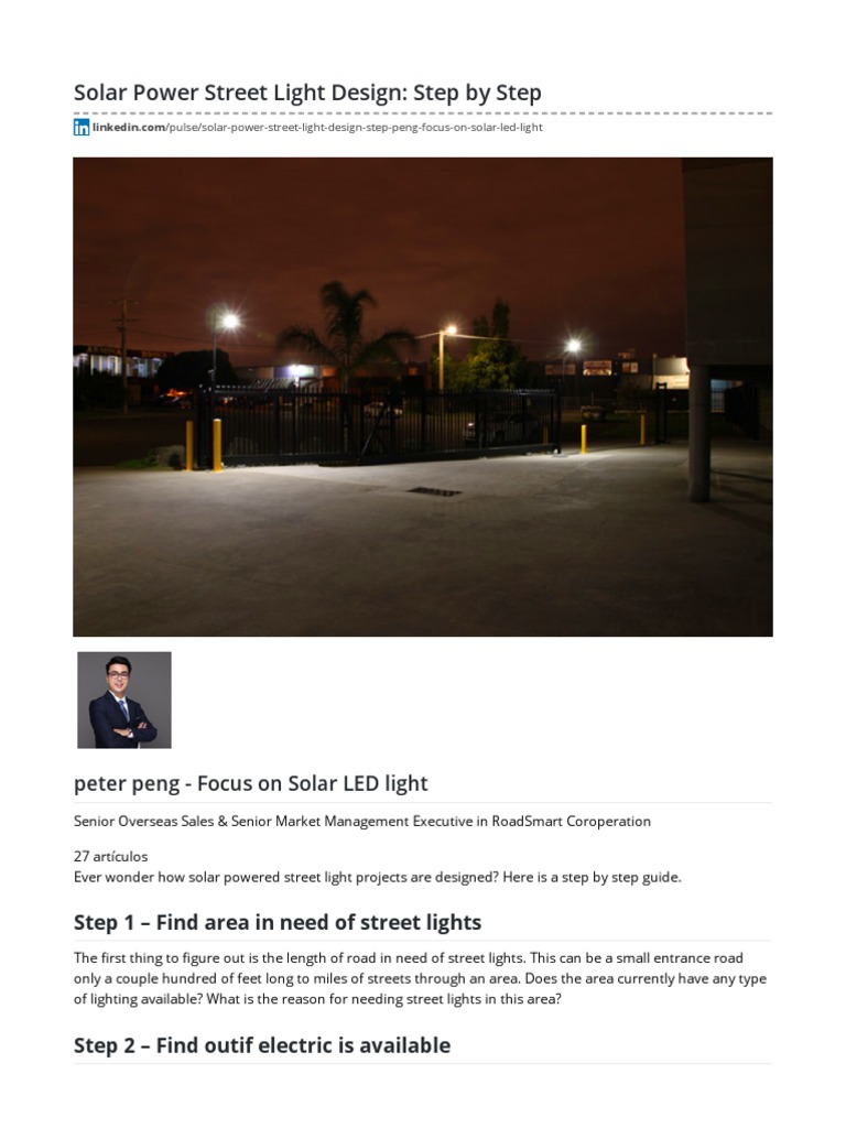 Solar Power Street Light Design - Step by Step - LinkedIn PDF | PDF ...