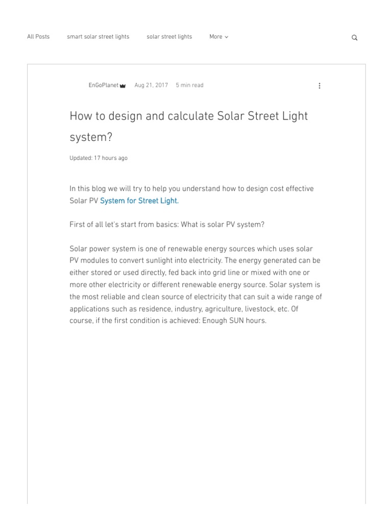 Solar Street Light Design Guide | PDF | Photovoltaic System | Solar Power