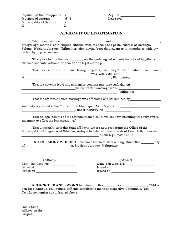 Affidavit of Legitimation | PDF | Affidavit | Government Information