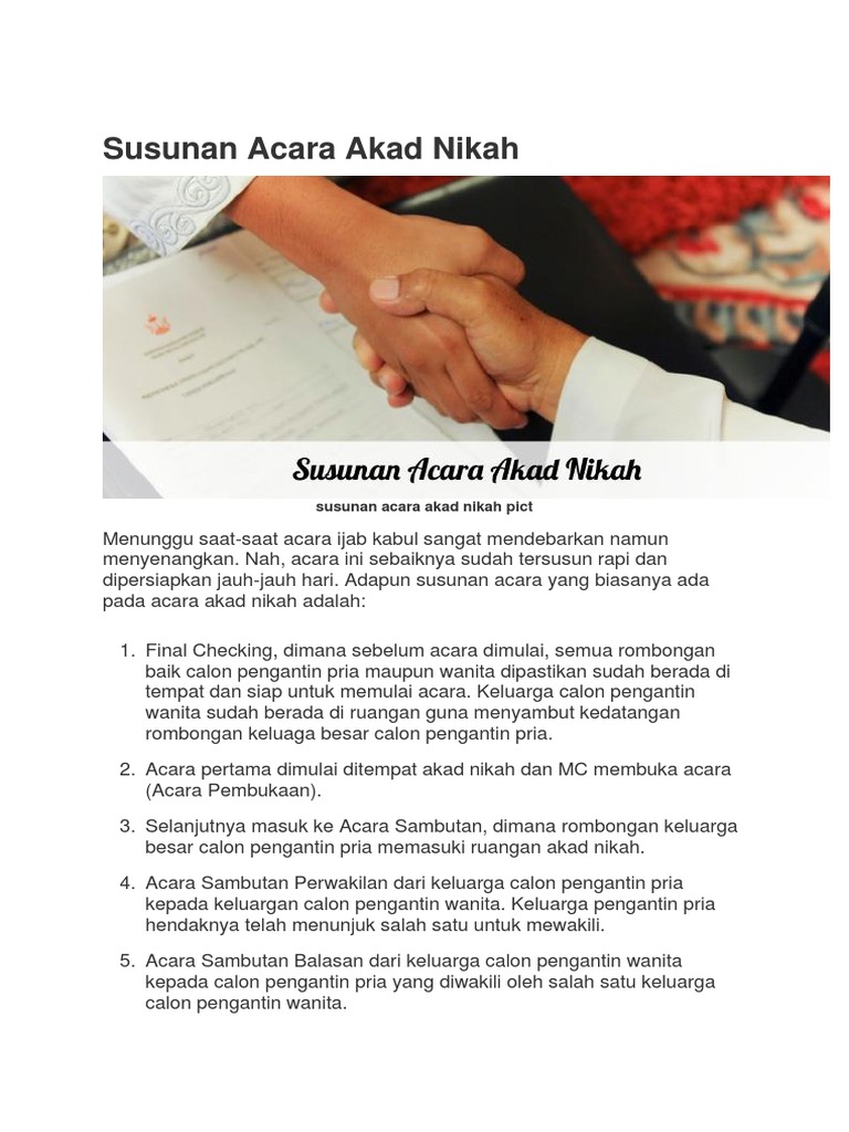 Susunan Acara Akad Nikah | PDF