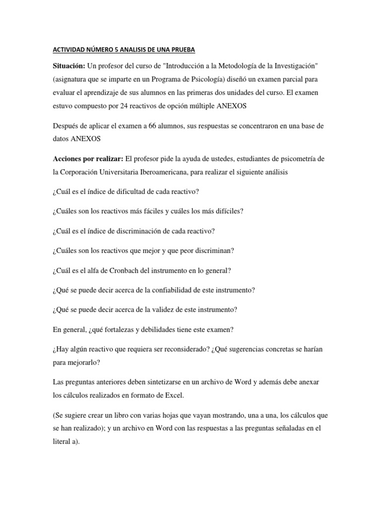 Psicometria Act 5 y 6 | PDF | Psicología Educacional | Prueba (evaluación)