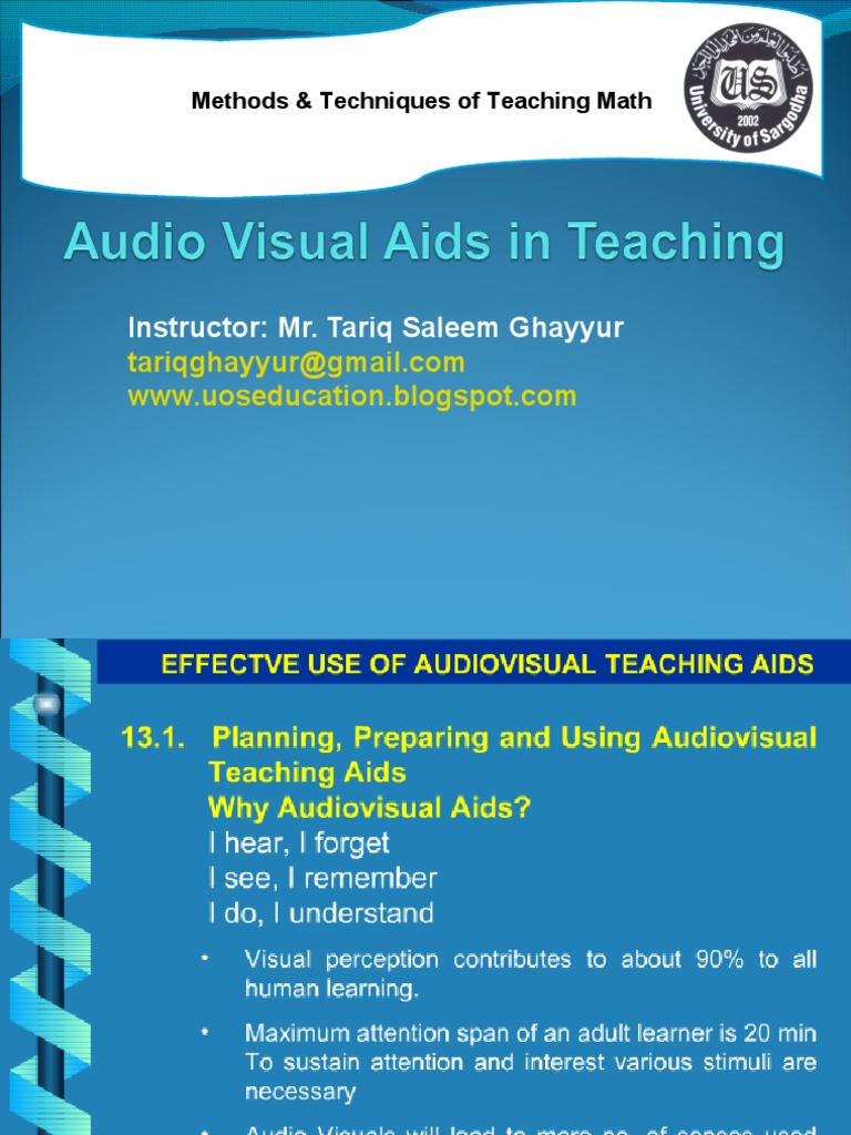 Audio Visual Aids Presentation Tariq Ghayyur | PDF | Communication ...
