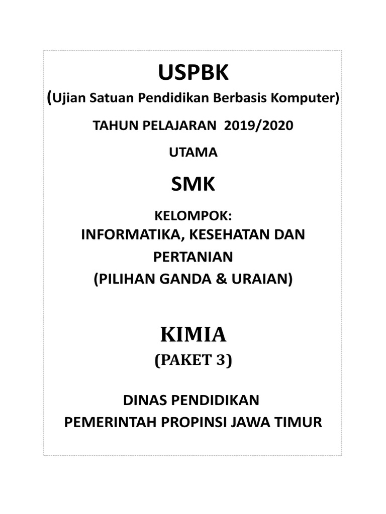 Soal Kimia Uspbk Paket 3 | PDF