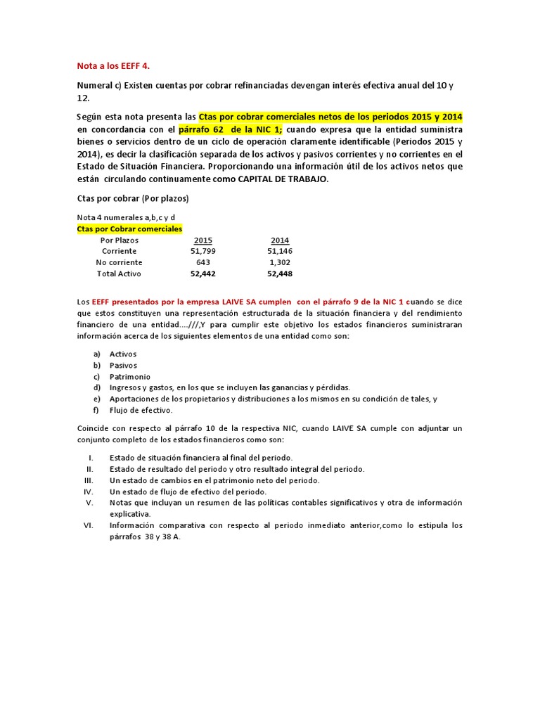 Nota A Los EEFF 4 | PDF | normas internacionales de INFORMACION FINANCIERA | Economias