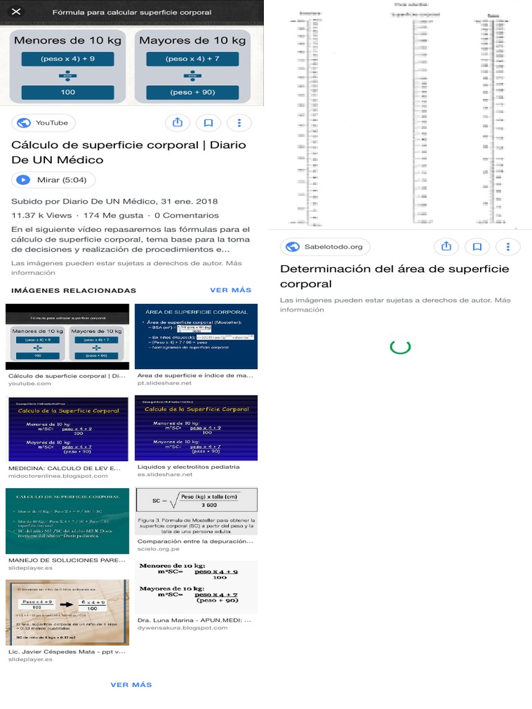 Cálculo del Área de Superficie Corporal | PDF | Salud y bienestar ...