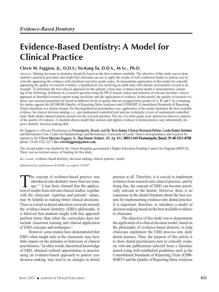 Evidence Based Dentistry For Clinical Practice | PDF | Evidence Based ...
