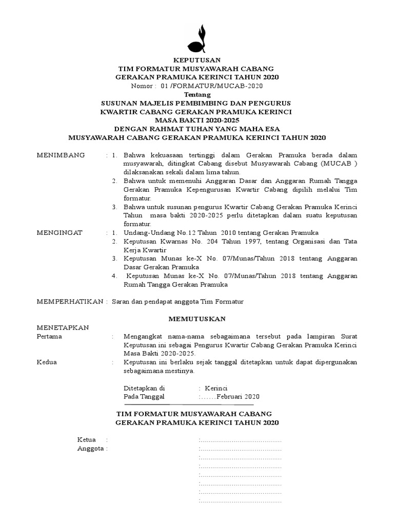 Sk Tim Formatur Pdf