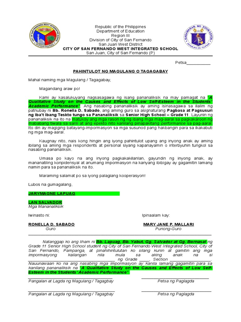 Liham NG Pahintulot | PDF