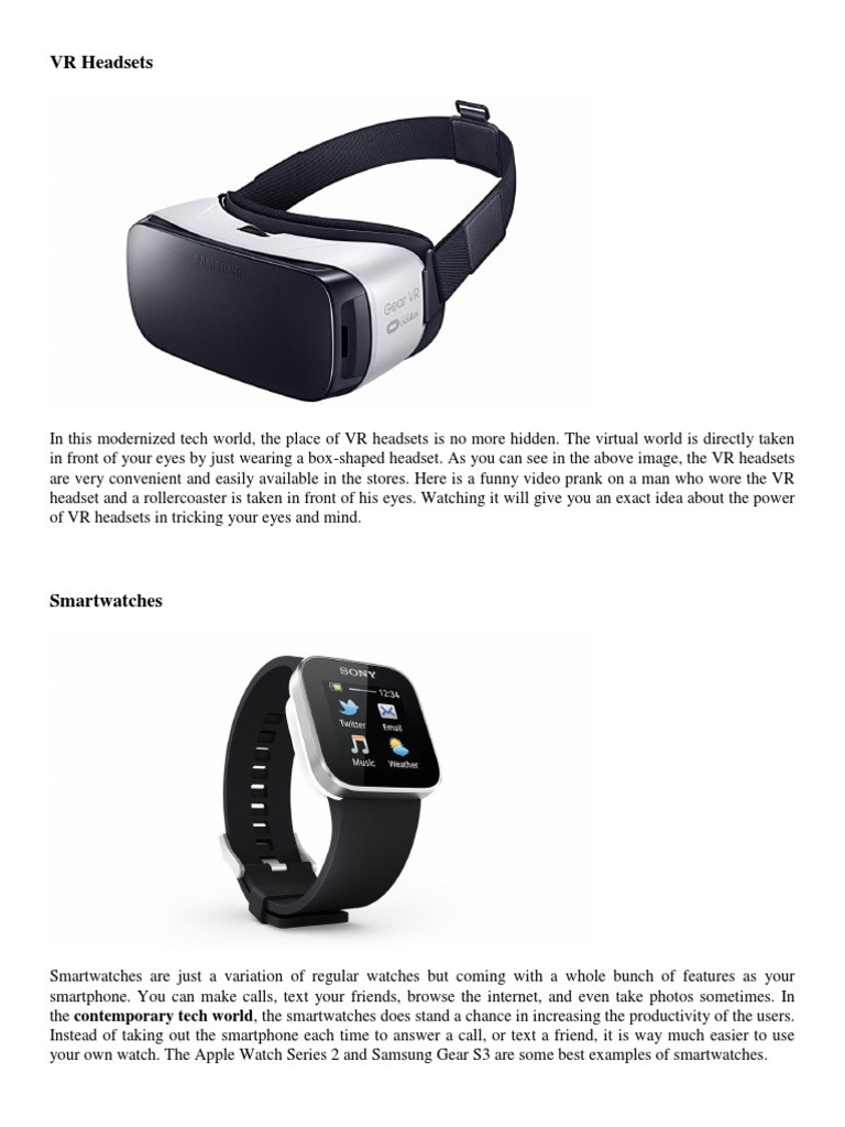 Examples of Modern Technology | PDF | Smartwatch | Virtual Reality