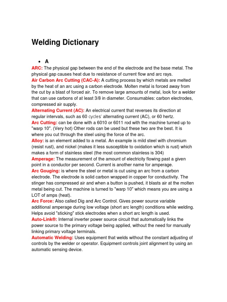 Welding Dictionary | PDF | Welding | Construction