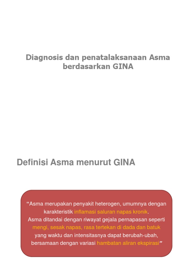 Diagnosa Dan Penatalaksanaan Asma Berdasarkan GINA | PDF