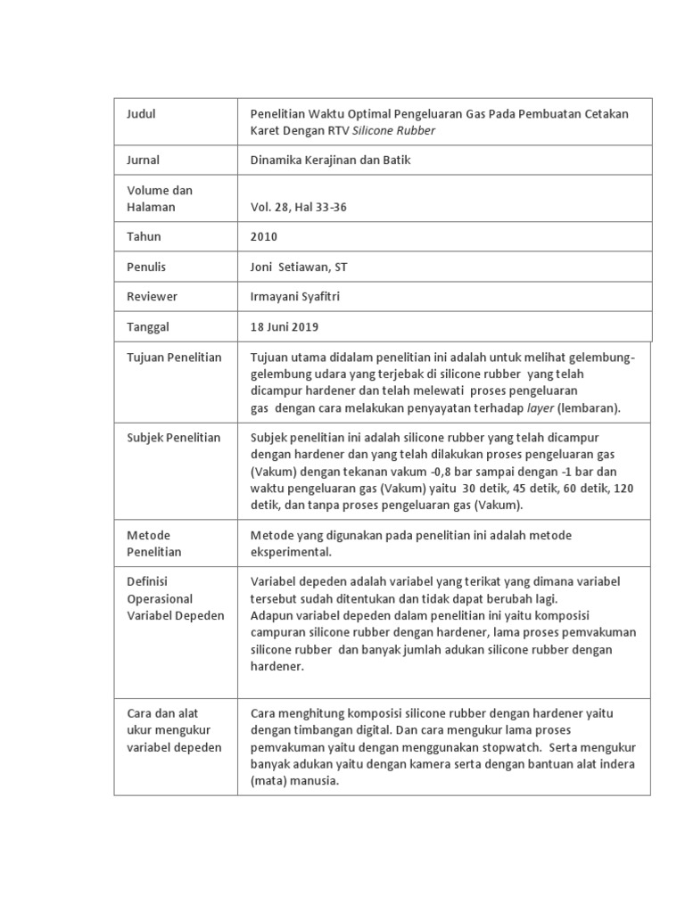 Tabel Review Jurnal | PDF