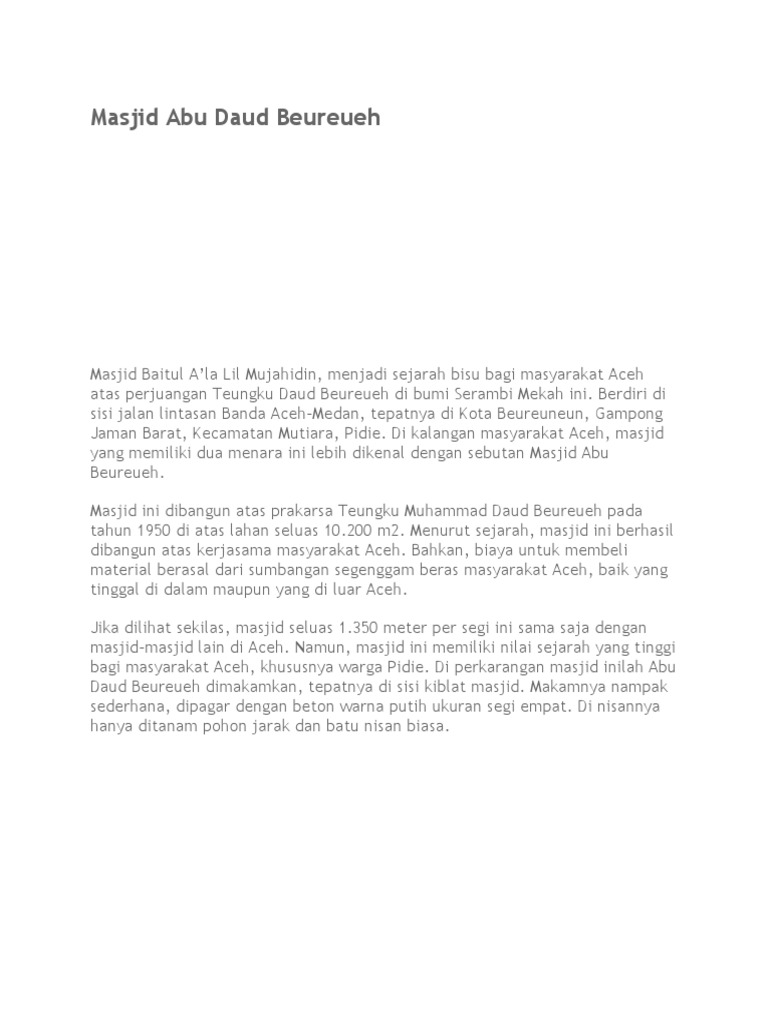 Masjid Abu Daud Beureueh | PDF