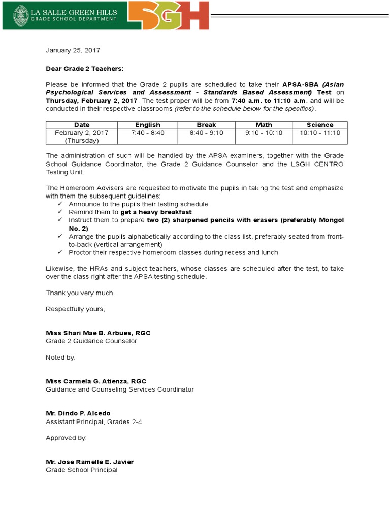 Grade 2 APSA-SBA Test | PDF
