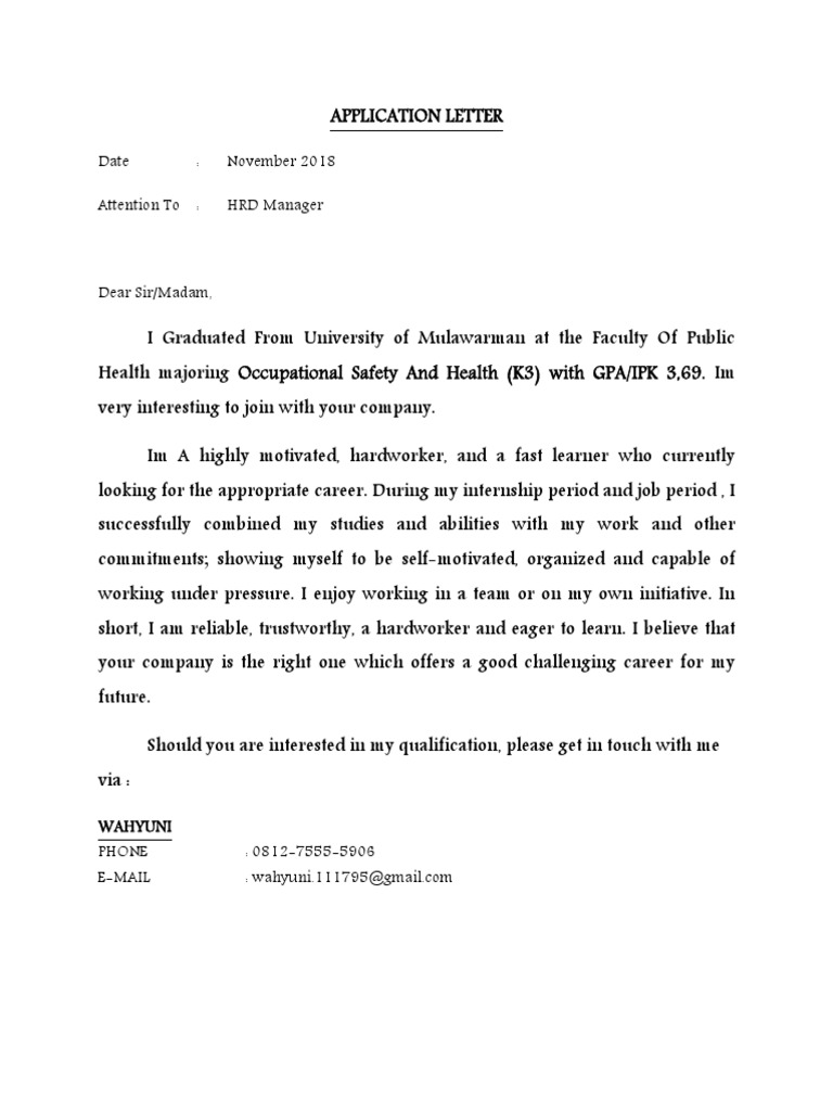 Application Letter Sample | PDF | Cognition