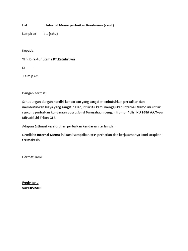 Contoh Internal Memo Perusahaan Konstruksi | PDF