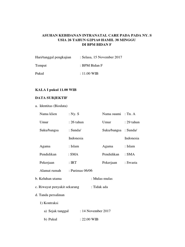 Contoh Dokumentasi Kebidanan | PDF