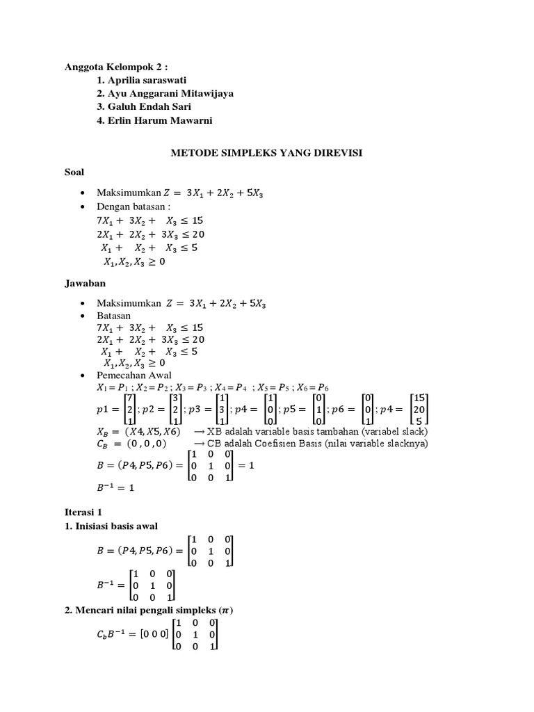 METODE SIMPLEKS YANG DIREVISI (Tugas) | PDF