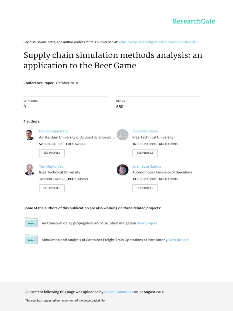 Beer Game | PDF | Simulation | Microsoft Excel