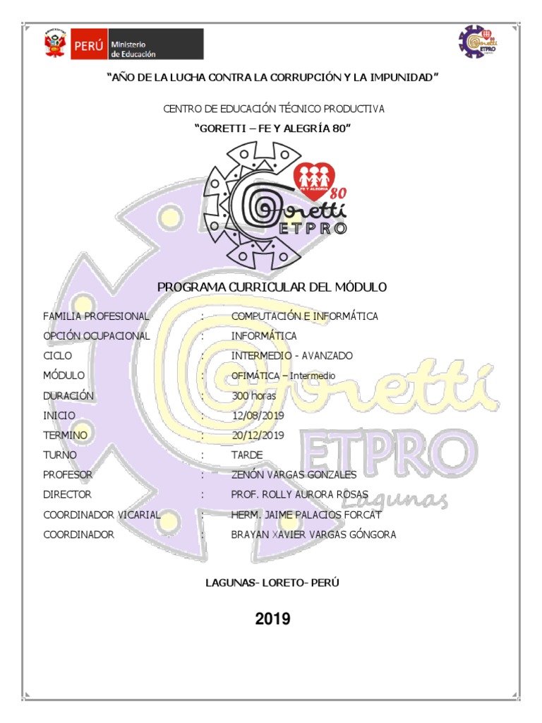 Modulo de Ofimatica Medio - Avanzado - 2019 Ii - Brayan | PDF | Microsoft Excel | Tecnología de ...