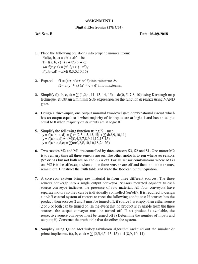 Assignment 1 DSD | PDF | Logic Gate | Computer Engineering