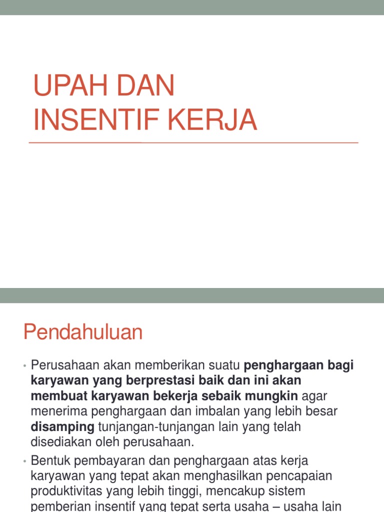 Insentif dan Upah Karyawan | PDF | Karier & Perkembangan | Bisnis